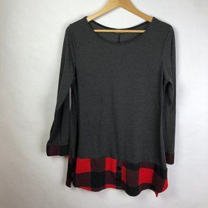 Reborn | Tops | Reborn Charcoal Red Buffalo Check Tunic | Poshmark
